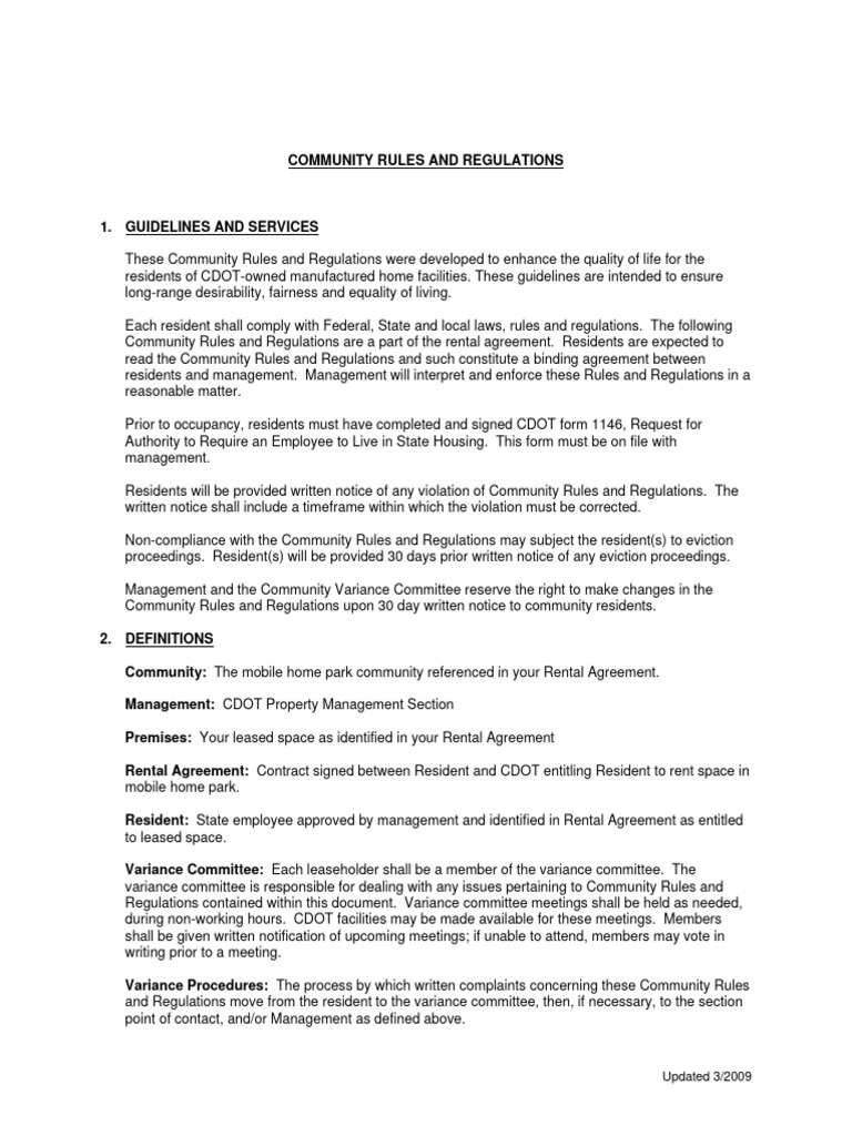 Community Rules and Regulations | PDF