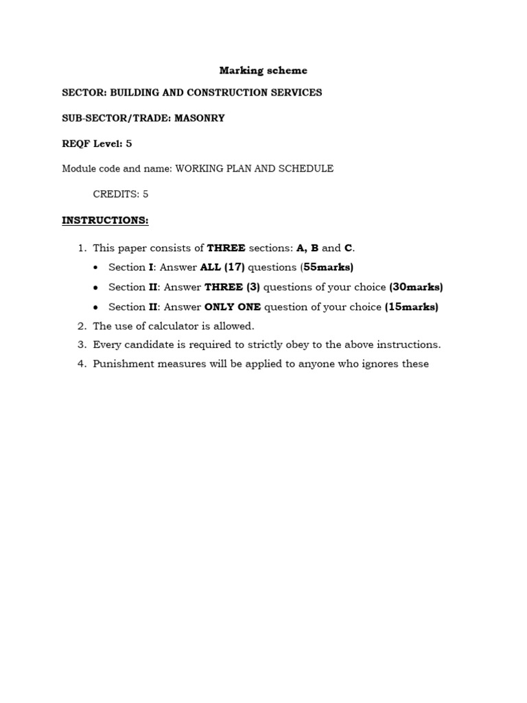 M.g-Masonry - Level 5 - Working Plan and Schedule | Download Free PDF ...