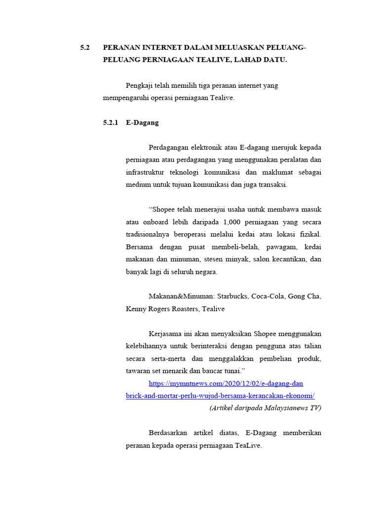 Peranan Internet KK Tealive PP Sem 3 | PDF