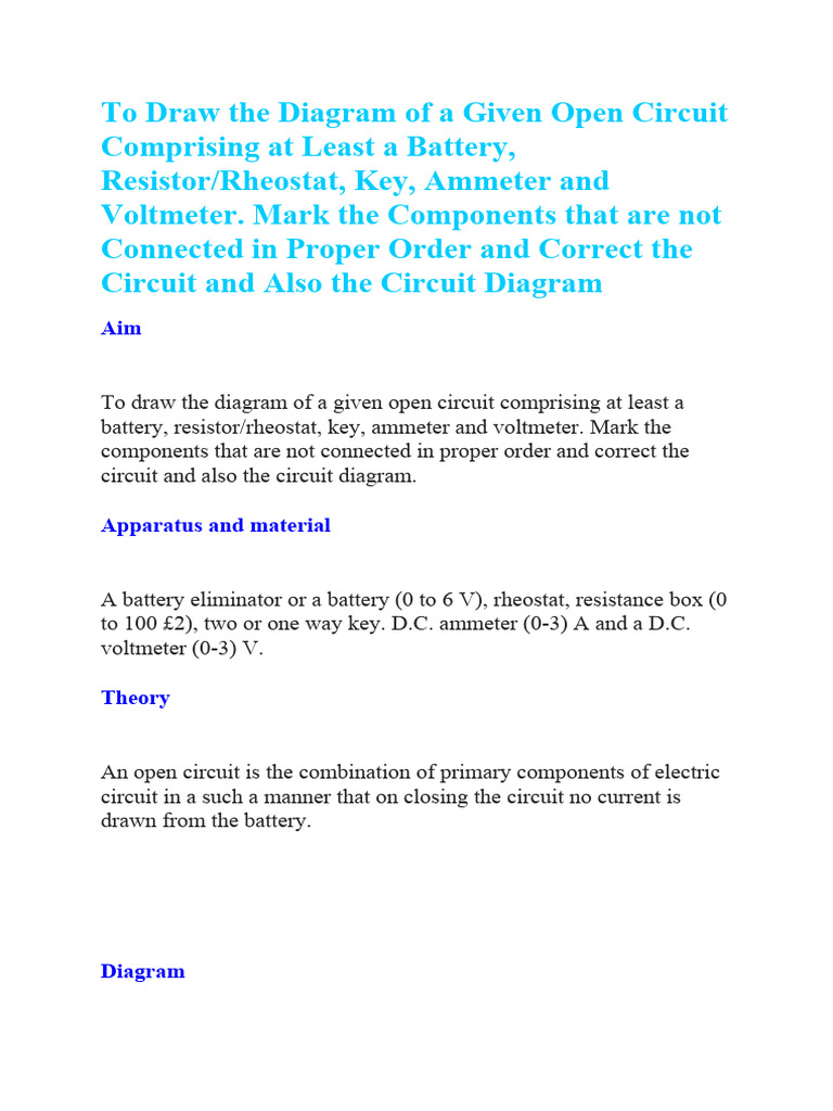 Open Circuit Diagram Drawing Guide | PDF | Technology & Engineering