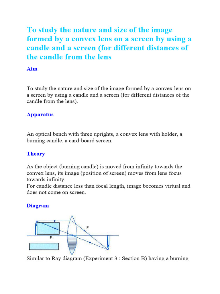 Convex Lens Image Formation Study | PDF
