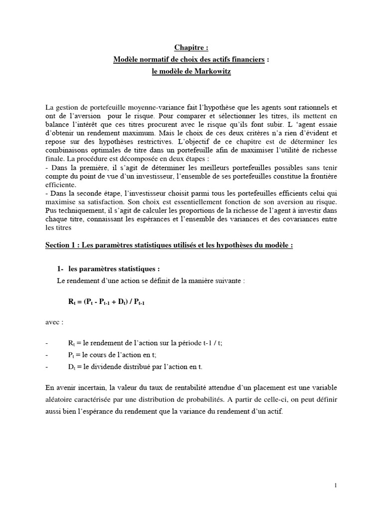 1 Markowitzchapitre | PDF