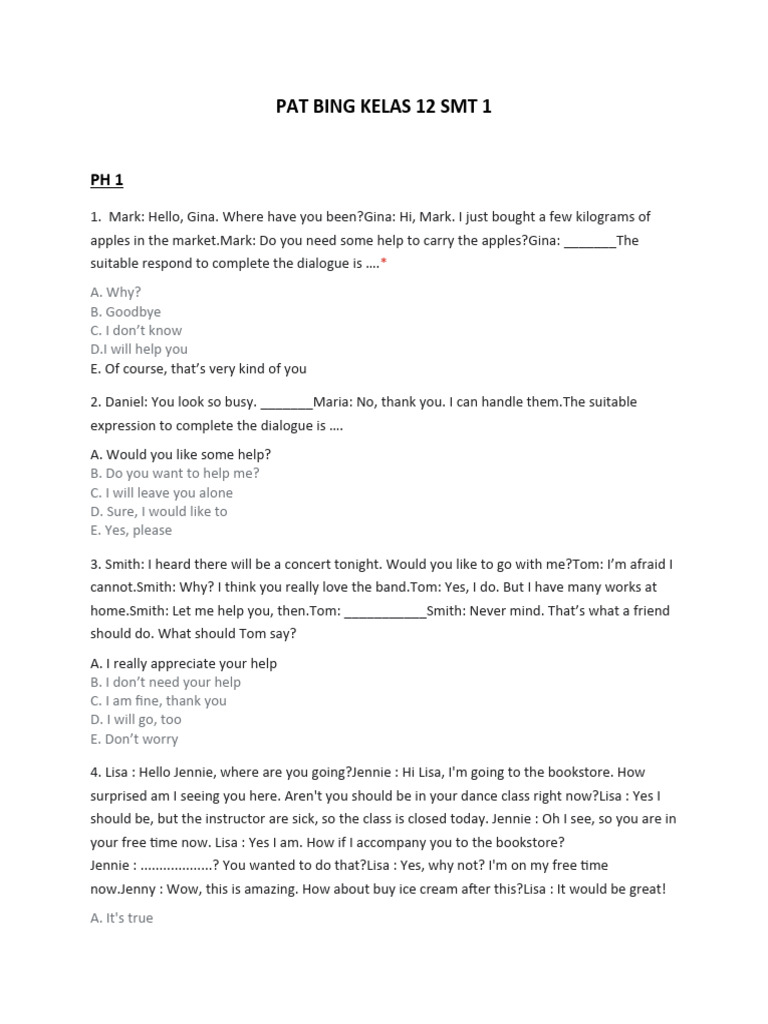 Dialogue Completion Exercises for Students | PDF
