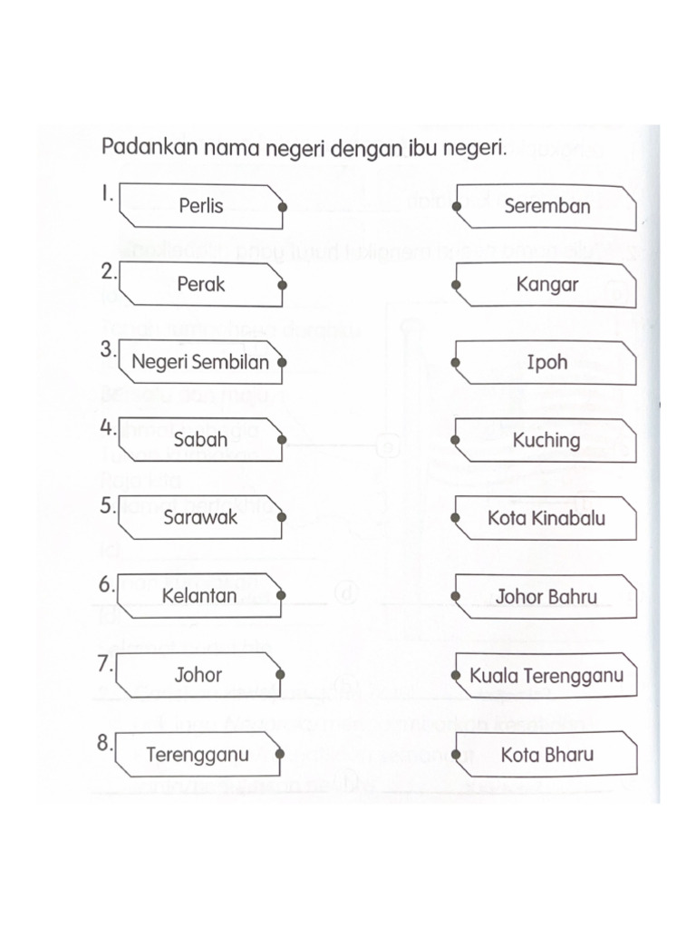 Padankan Nama Negeri Dengan Ibu Negeri. | PDF