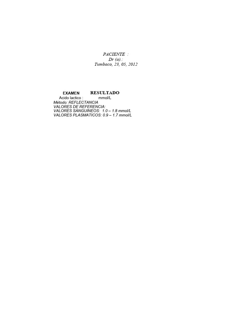 Ac - Lactico (Lactato) | PDF