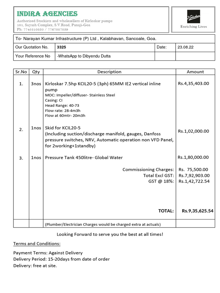 Pump Quotations | Download Free PDF | Pump | Chemical Engineering