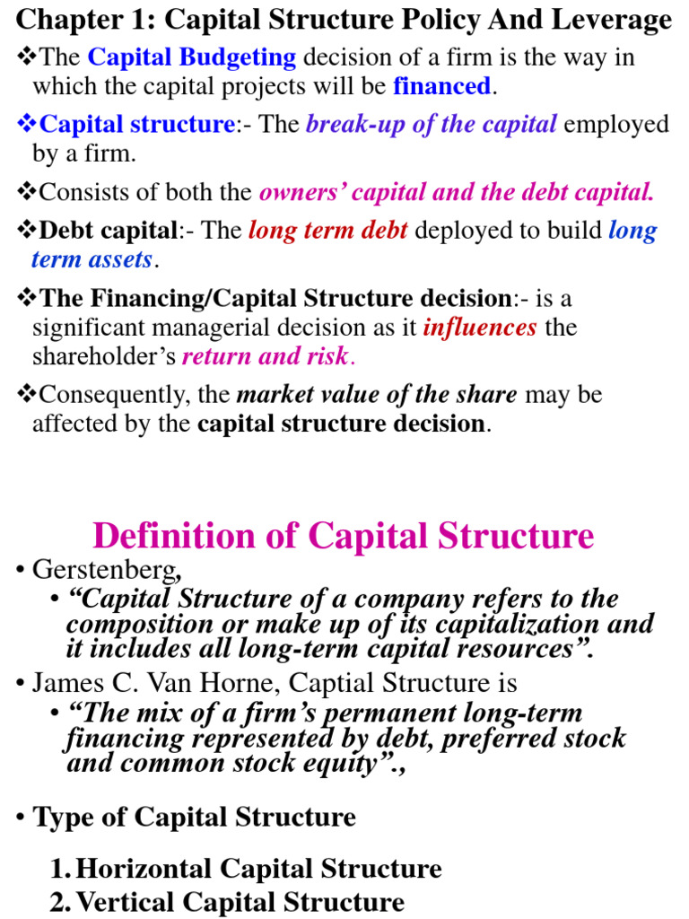 Chapter 1 Capital Structure Policy and Leverage FM-II 2015 | PDF | Business