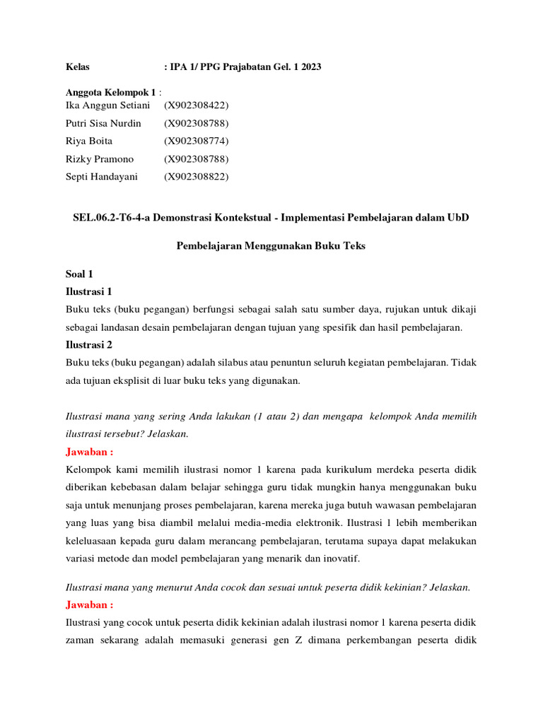 Kelompok 1 - X902308822 - Septi Handayani - SEL.06.2-T6-4-a Demonstrasi ...