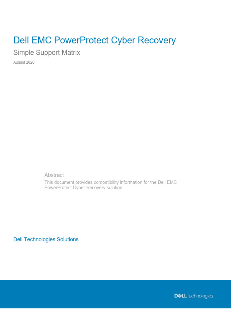 Cyber Recovery Simple Support Matrix | PDF