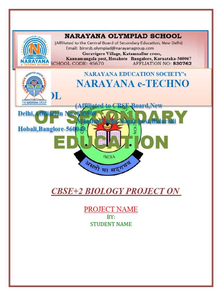 Biology Cover Page-Goravagere | PDF