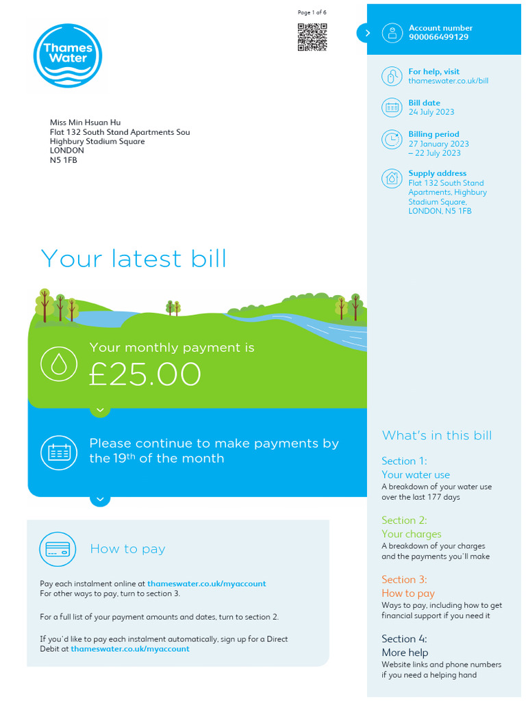 Thames Water Bill Overview and Payment Guide | PDF | Payments | Debit Card