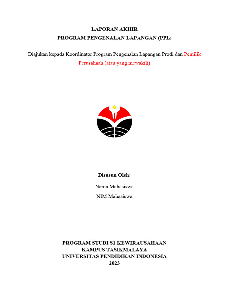 Format Laporan PPL Mahasiswa | PDF