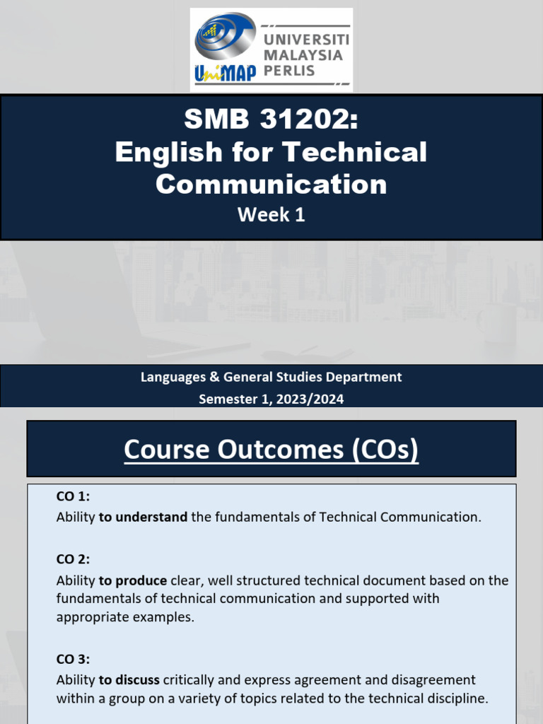 WEEK 1 -S- BASICS OF TECHNICAL COMMUNICATION | PDF