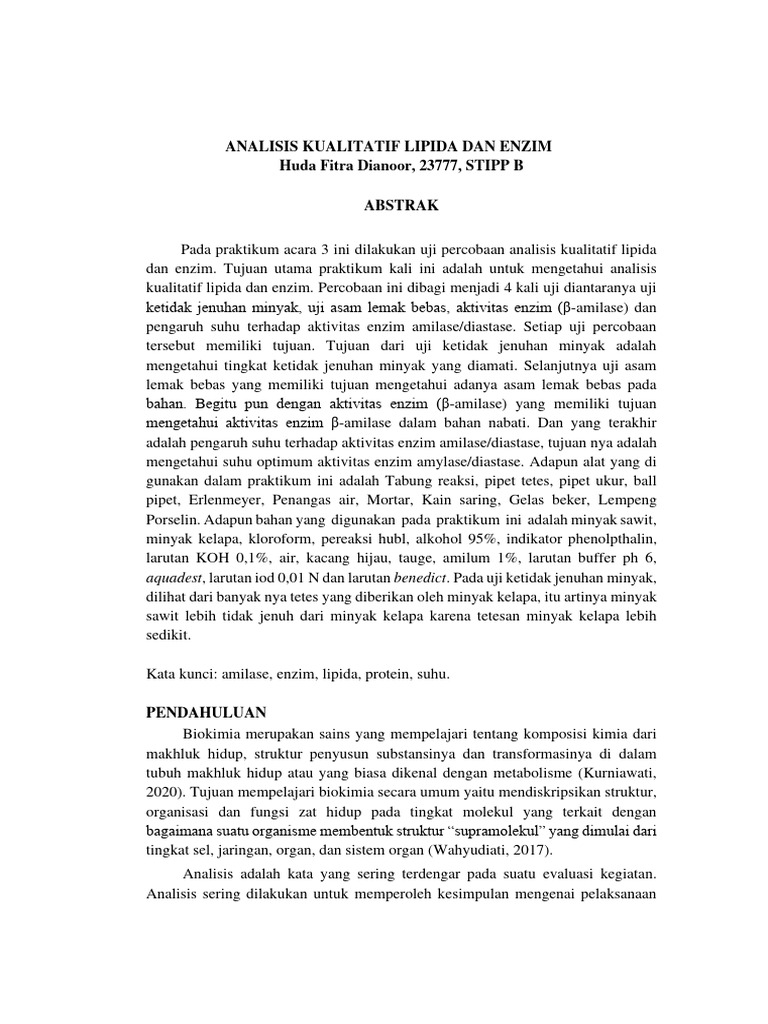 Laprak Biokimia 3 | PDF | Sains & Matematika