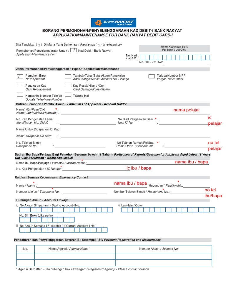 Permohonan Kad Debit-i Bank Rakyat | PDF