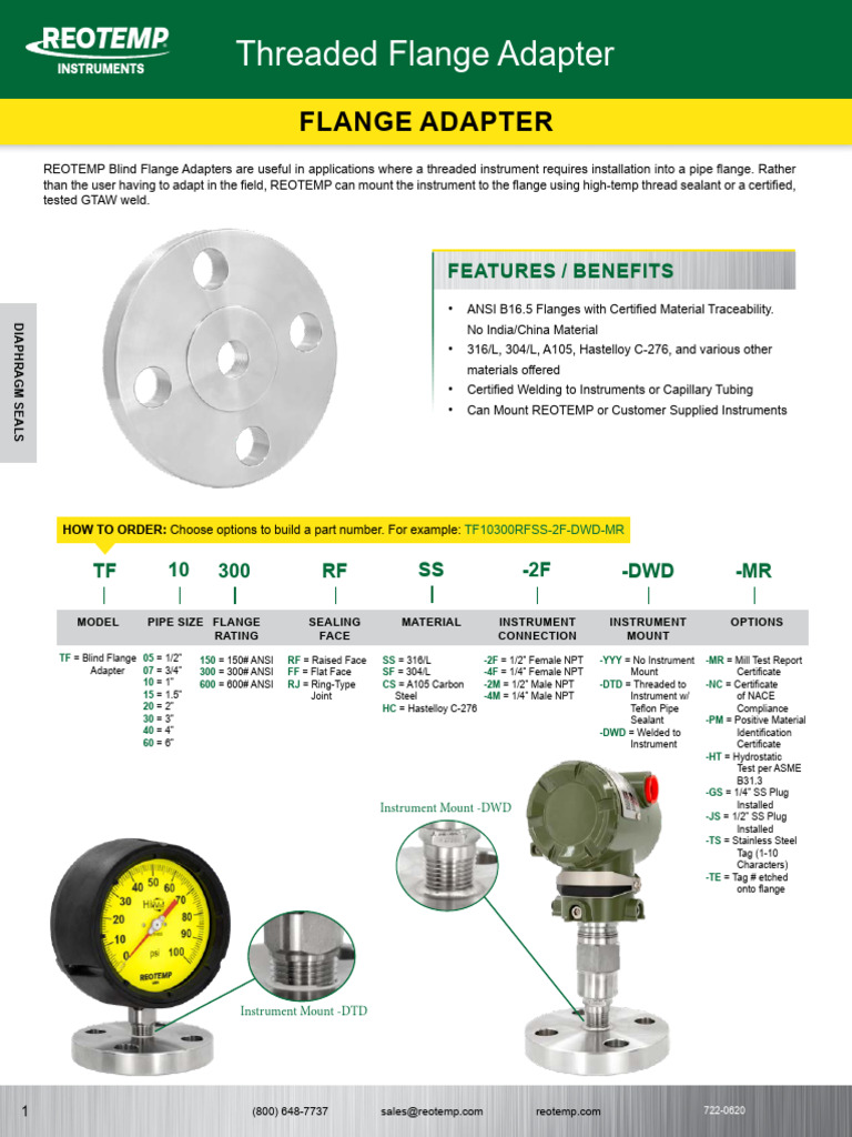 722 0620 ANSI Flange Adapter | PDF