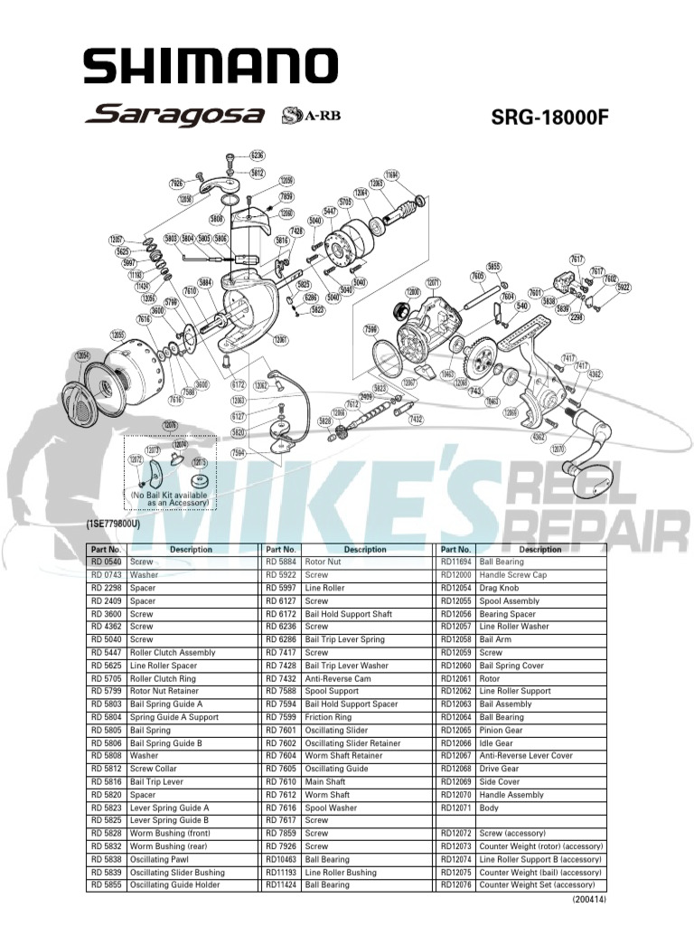 Shimano Saragosa SRG18000F Schematic | PDF
