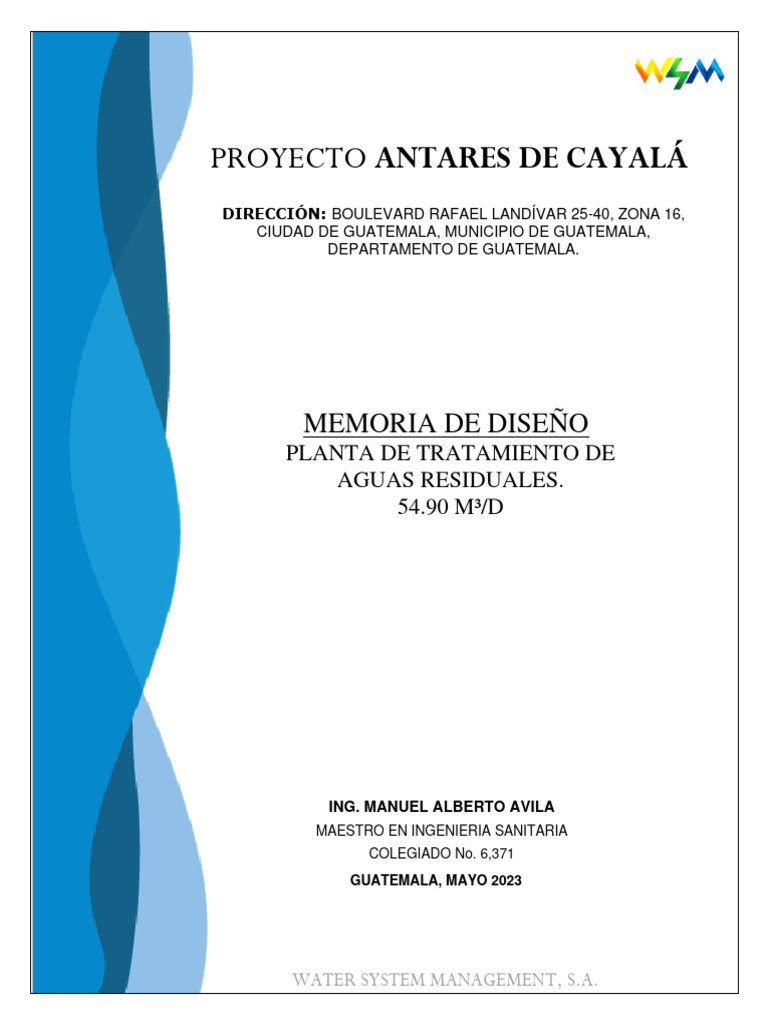 Memoria - Antares de Cayalá - 54.90 M D | PDF | Aguas residuales | Agua