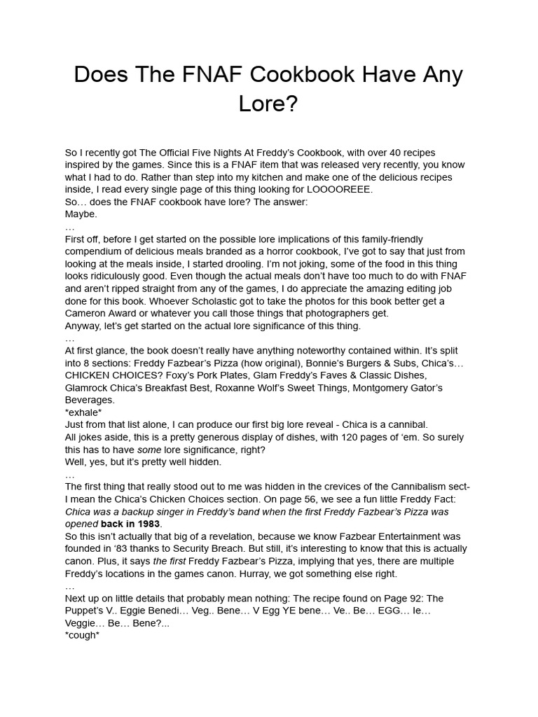 FNAF Cookbook Script | PDF
