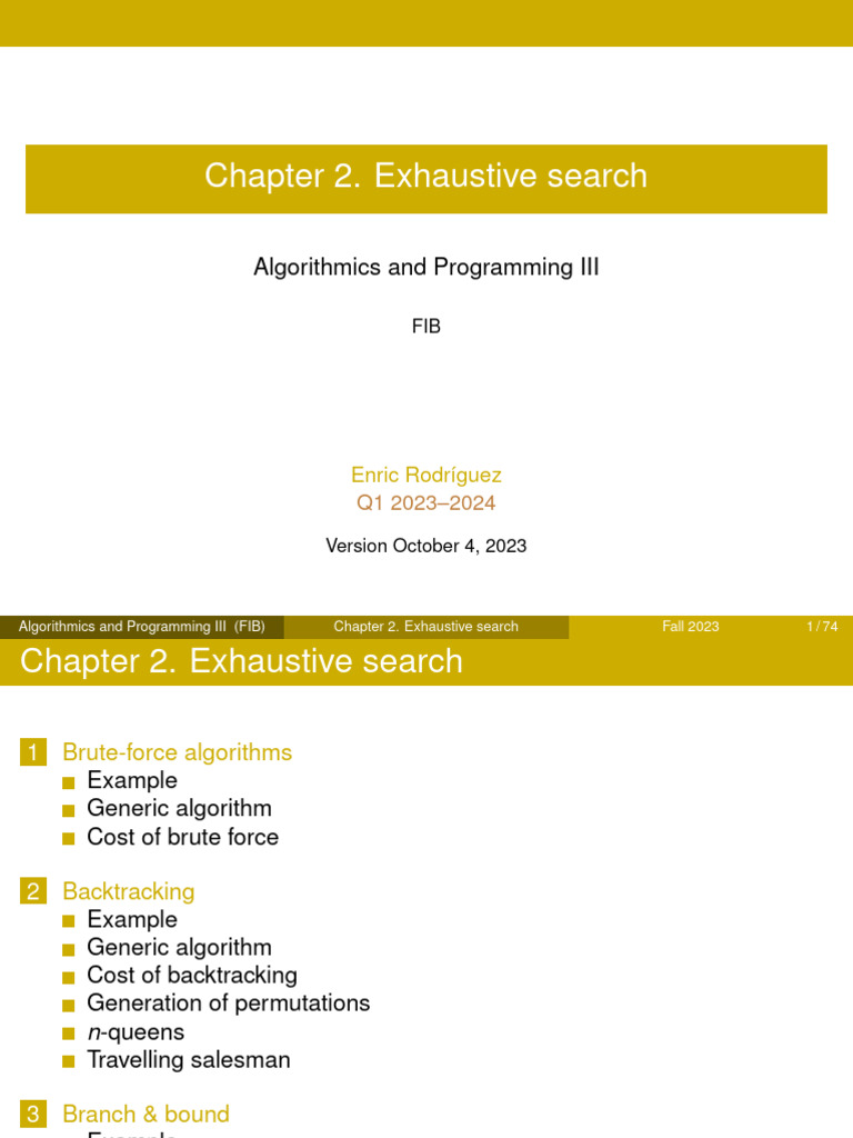 Chapter 2 Exhaustive Search Algorithmics And Programming Iii Pdf Time Complexity