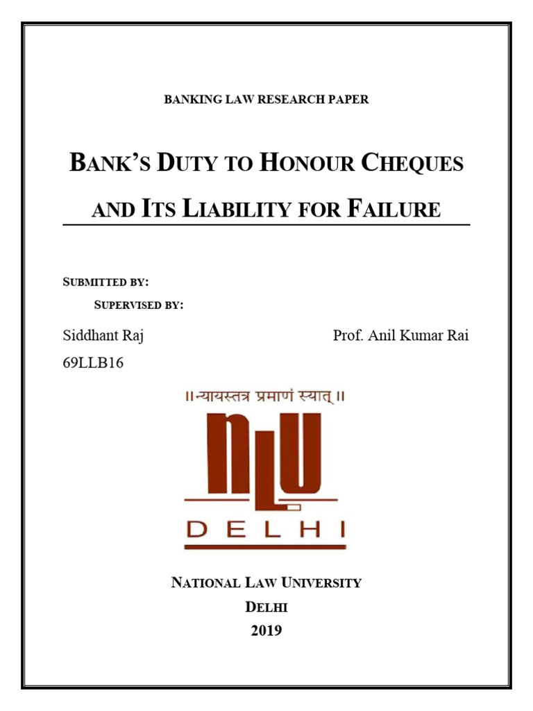 Bank's Duty to Honor Cheques Explained | PDF | Cheque | Banks