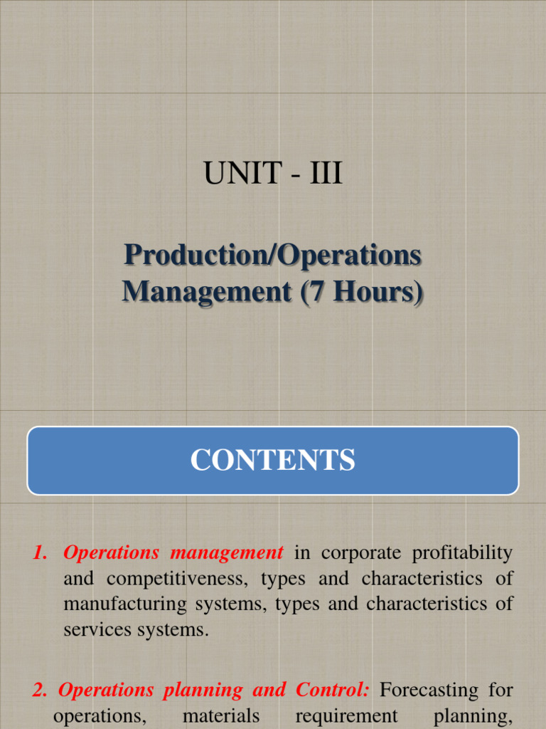 CHP. 3 Production and Operation Management | PDF