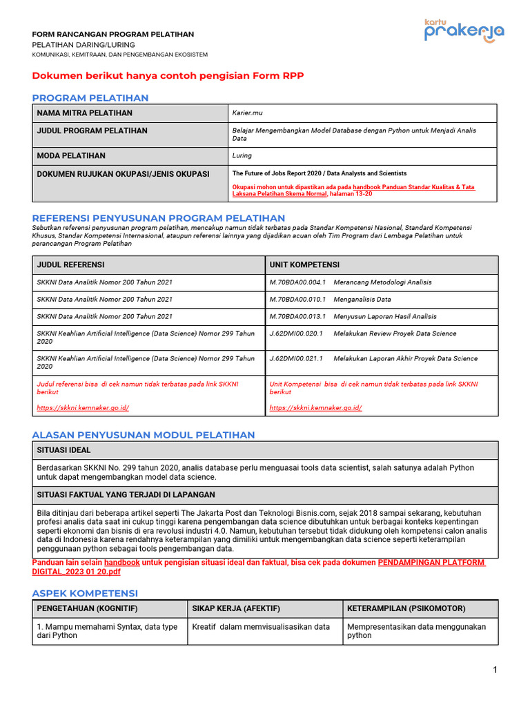 Contoh - SN 2023 - Luring - RPP (Rancangan Program Pelatihan) | PDF | Komputer
