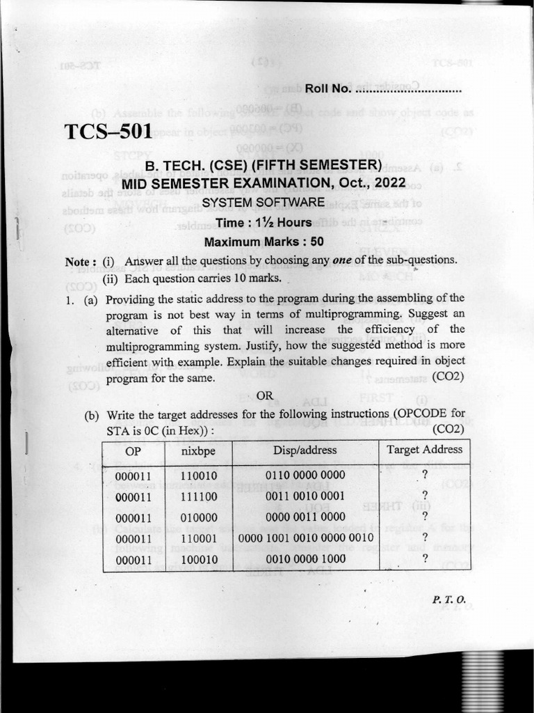 TCS-501 System Software | PDF