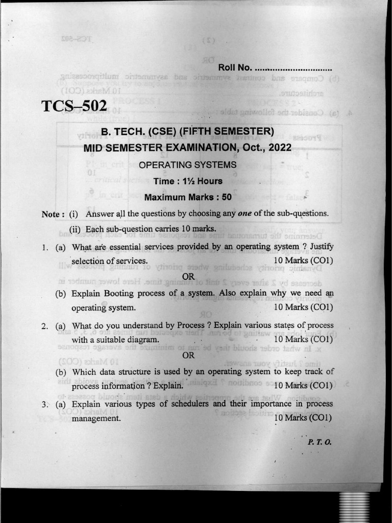 TCS-502 Operating Systems | PDF