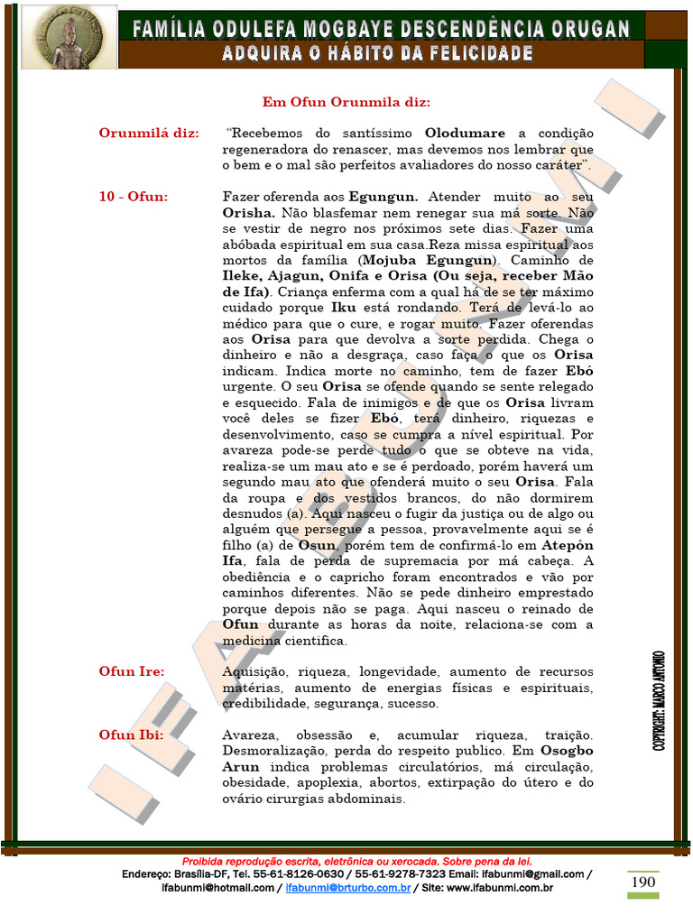 Resumo de Tratado Ofun Meji | PDF