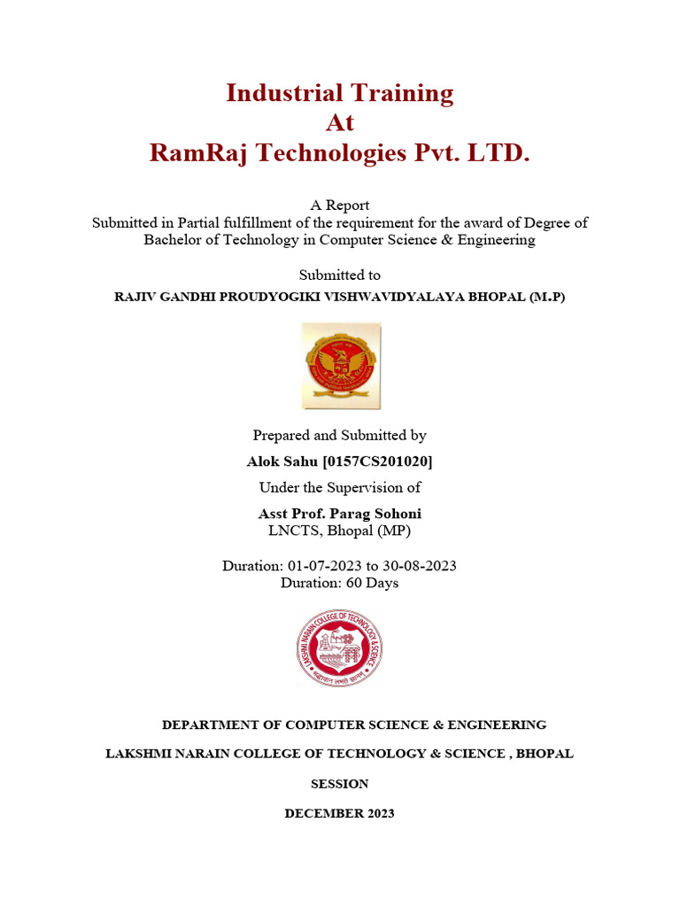 Industrial Training Starting Pages | PDF | Art | Computers