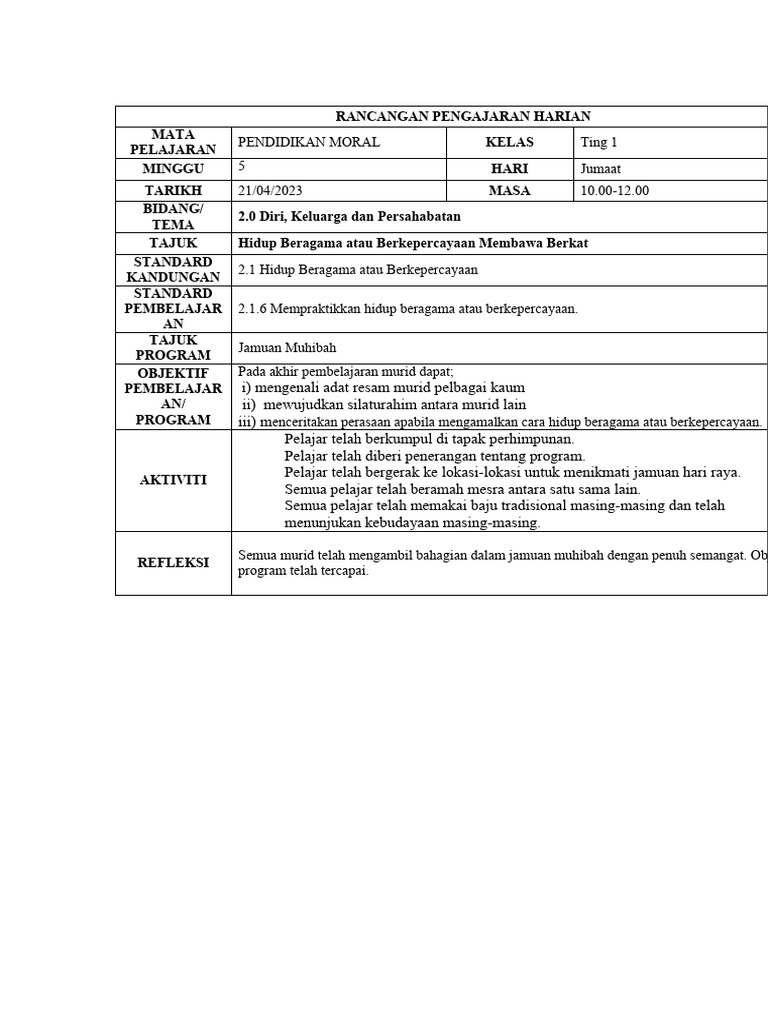 Contoh RPH ALPDP | PDF