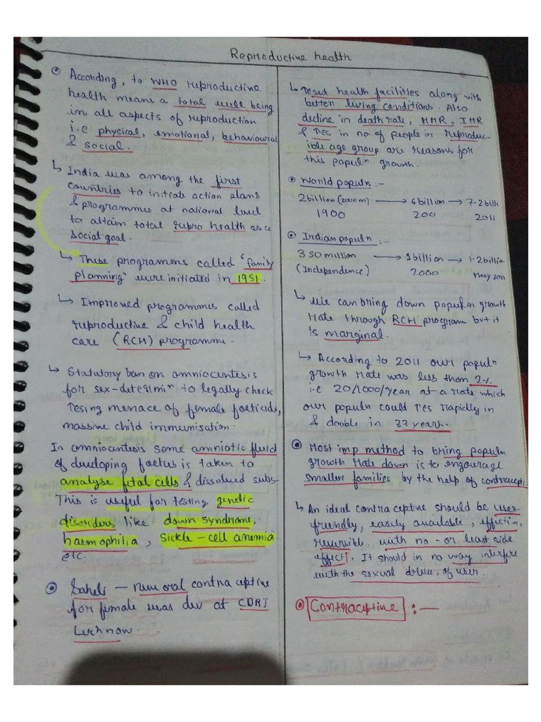 Reproductive Health NCERT Notes | PDF