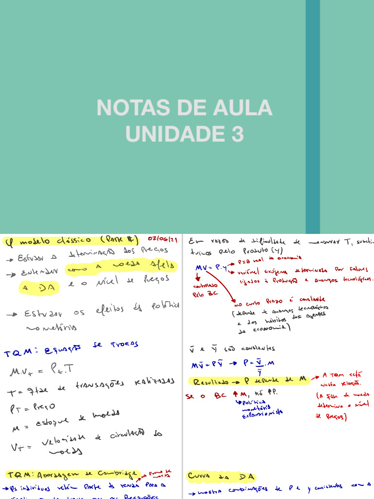 NOTAS DE AULA UND 3 (Macro I) | PDF