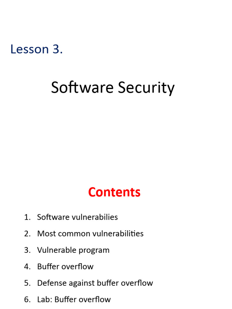 Bài 3 - Software Security | PDF | Vulnerability (Computing) | Security