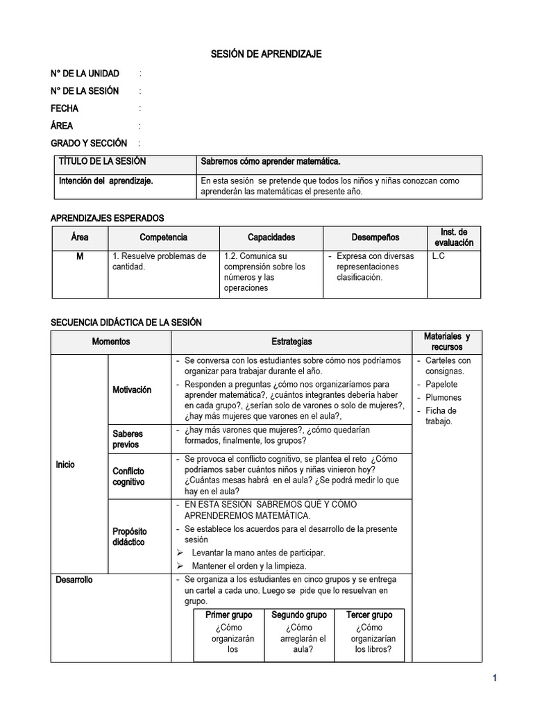 1 MATEMATICA | PDF | Evaluación | Aprendizaje