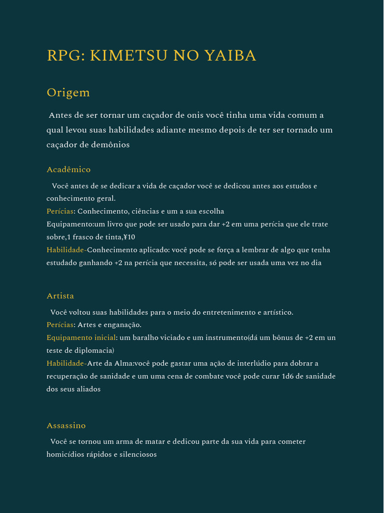 RPG- KIMETSU NO YAIBA.V3 | PDF | Ferimento | Esgrima