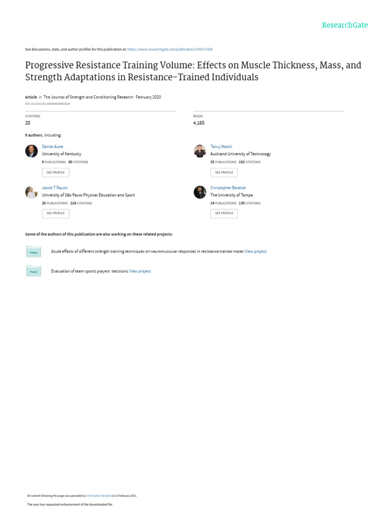 Progressive Resistance Training Volume: Effects On Muscle Thickness ...