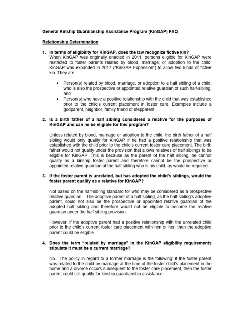 KinGAP Program Overview and Eligibility | PDF | Wellness