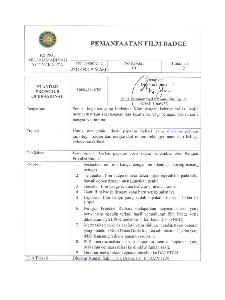 2470-PS.1.2-X-2019 SPO TTG Pemanfaatan Film Badge | PDF
