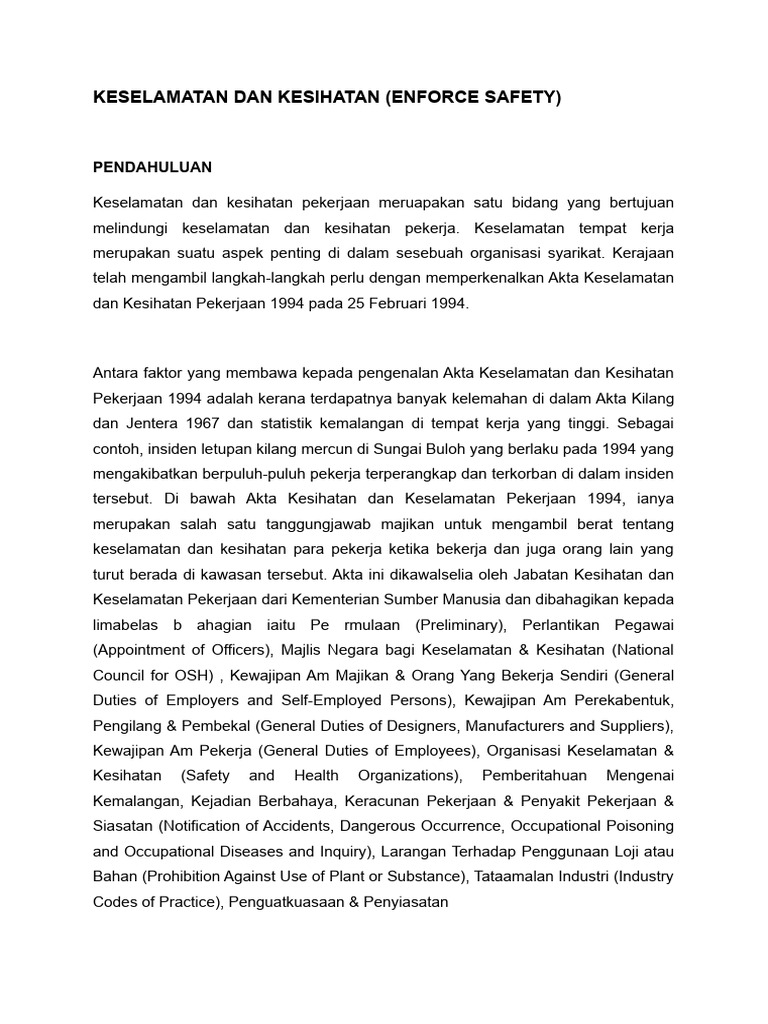 Keselamatan Dan Kesihatan | PDF