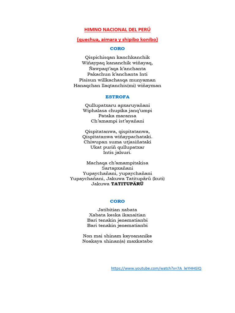 Himno Nacional Del Perú | PDF | Salud y bienestar