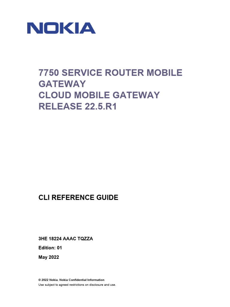 7750 SR MG and CMG CLI Reference Guide R22.5.R1 | PDF | Computers