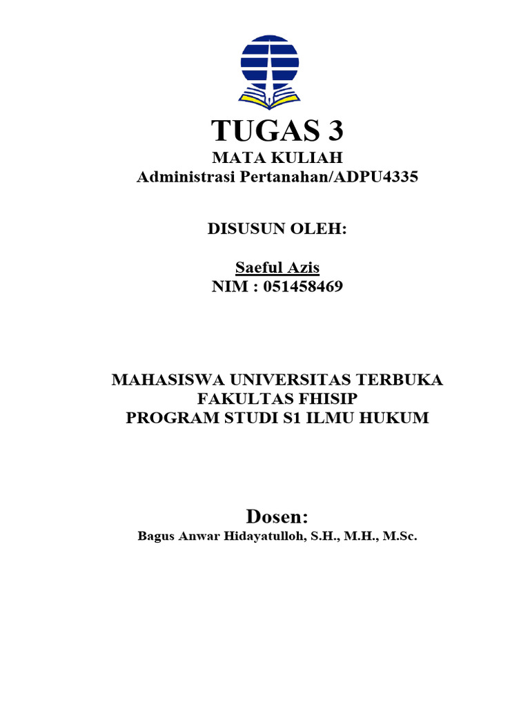 TUGAS 3 Administrasi Pertanahan | PDF