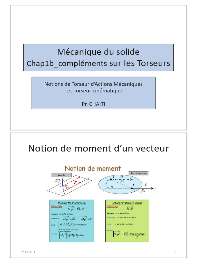 Notions de Torseurs en Mécanique | PDF | Mouvement de rotation ...