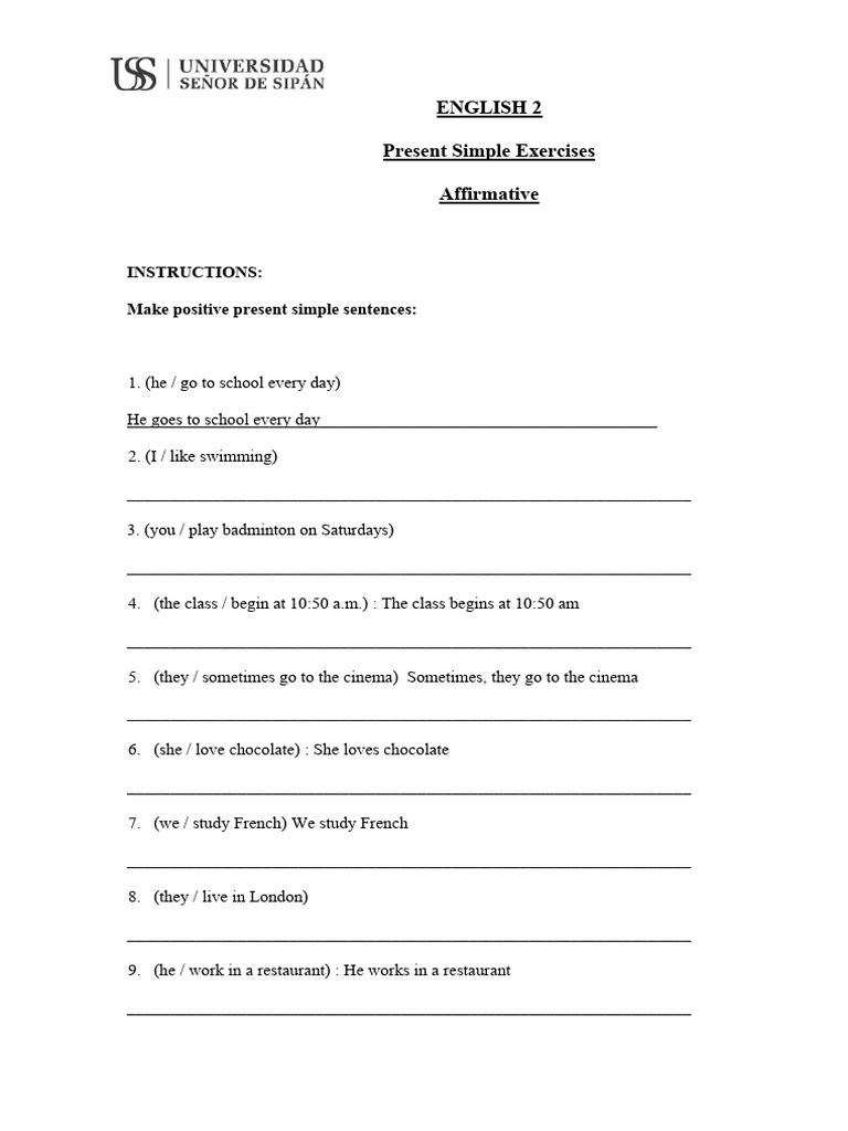 Present Simple Exercises | PDF