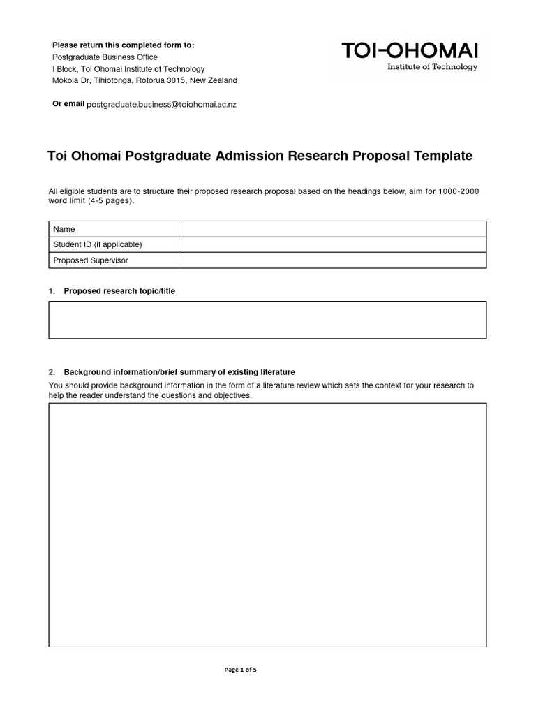 Toi Ohomai Research Proposal Template | PDF