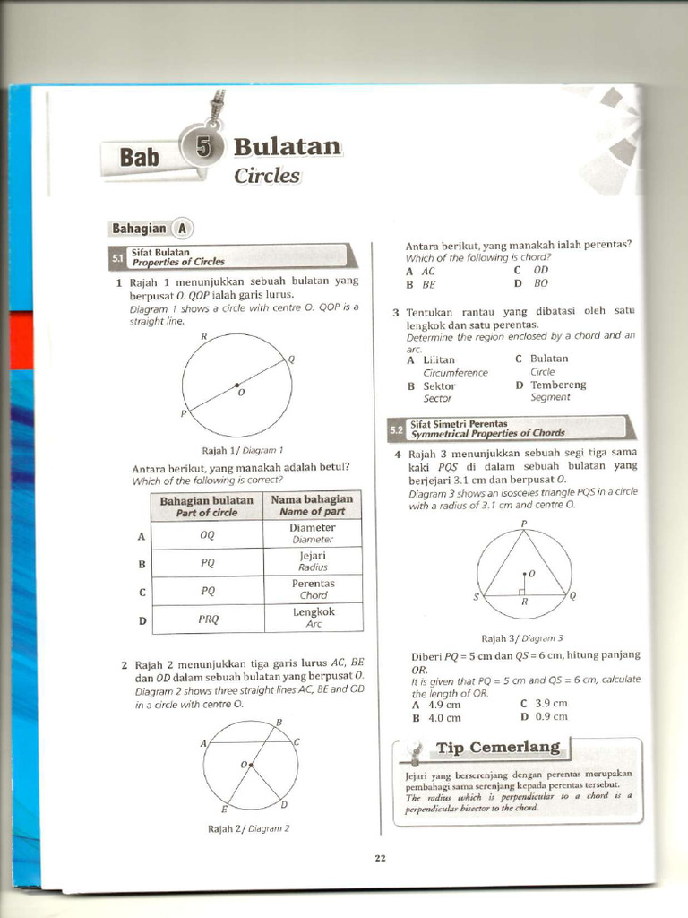 Math Form 2 Bab 5 Latihan Bulatan Part 2 | PDF