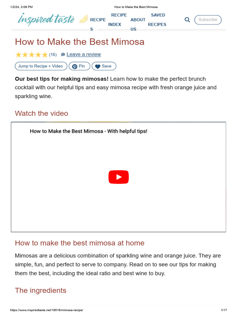 How To Make The Best Mimosa | PDF | Champagne | Cocktails