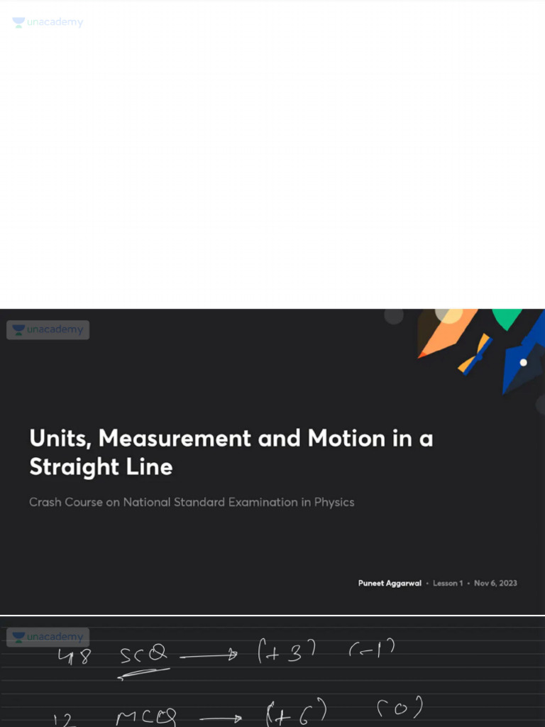 Units Measurement and Motion in A Straight Line With Anno | PDF